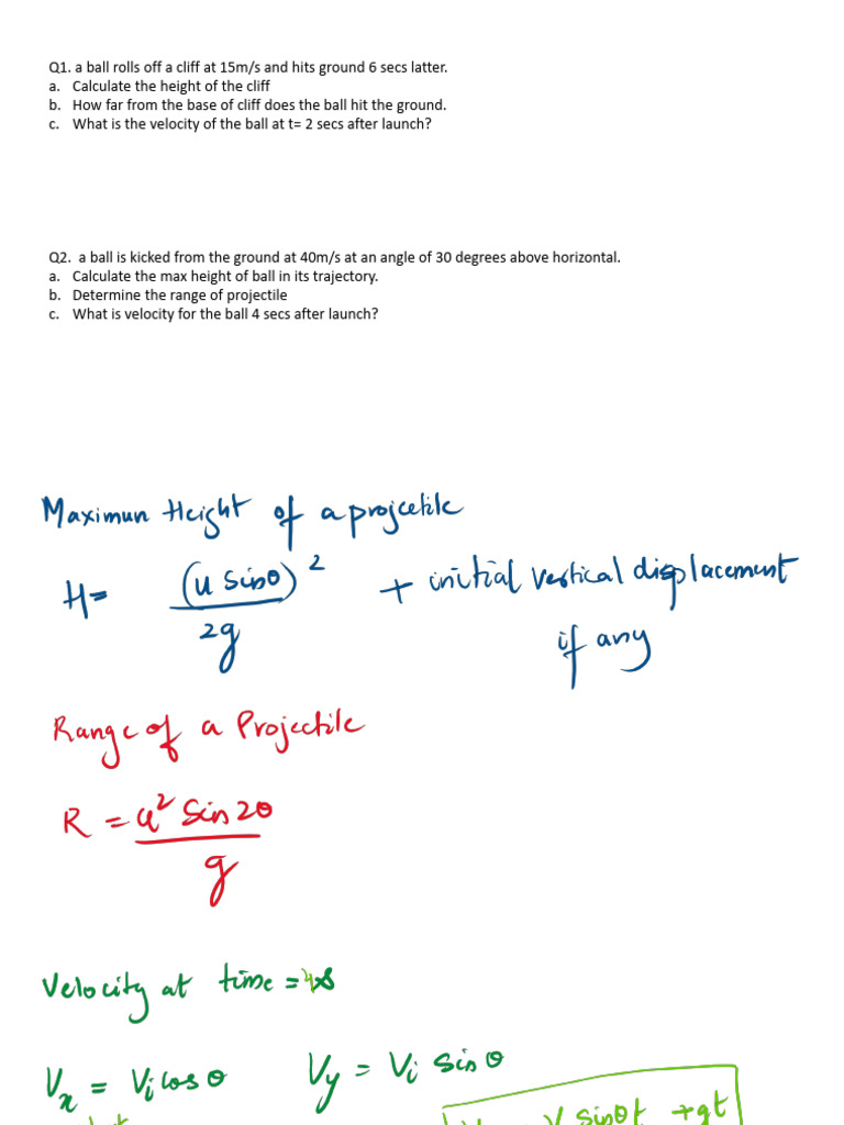 Projectile Practicce | PDF