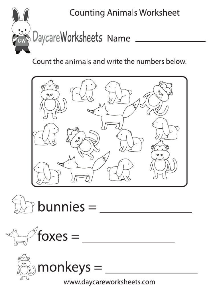 Counting Animals Worksheet | PDF