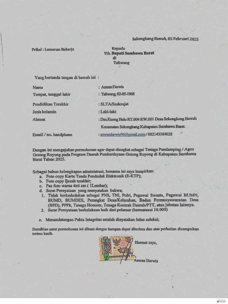 Surat Lamaran | PDF