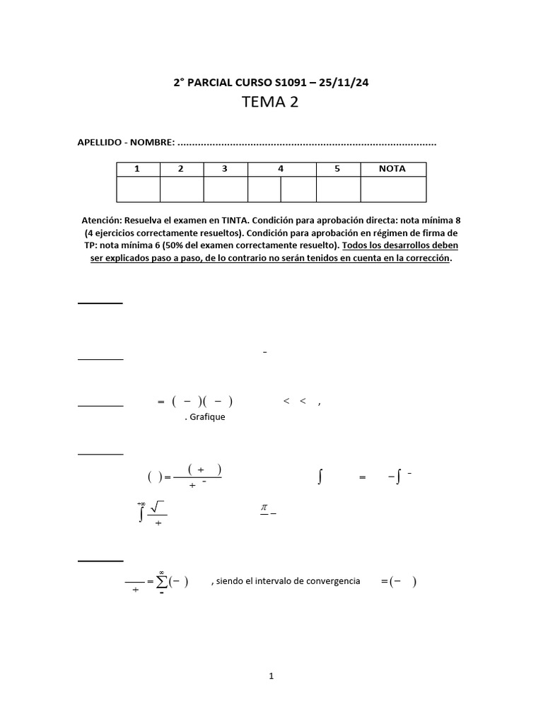 2° - Parcial 2024 S1091 - TEMA 2 | PDF