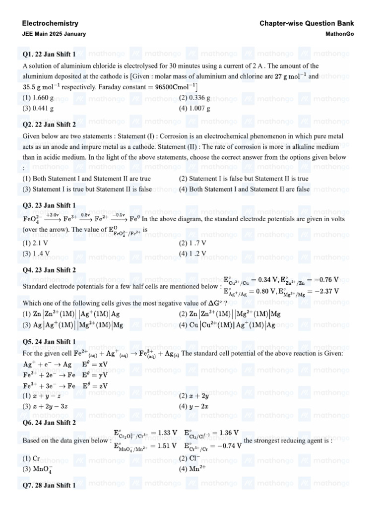 Electrochemistry | PDF