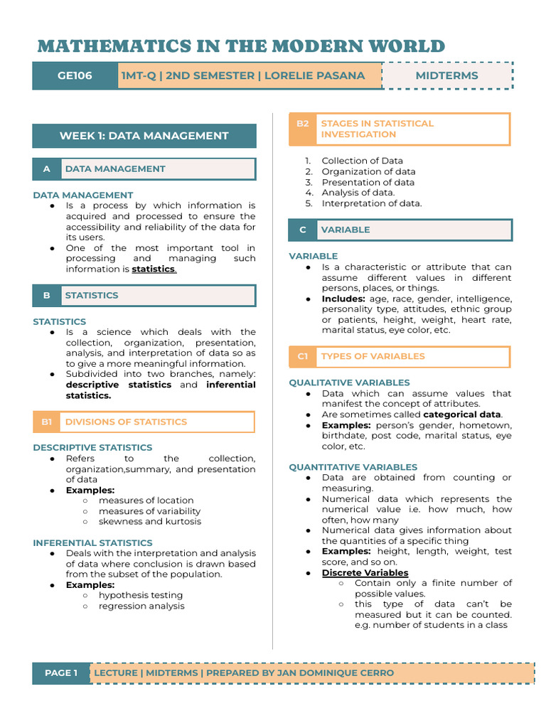 [TRANS_ MMW] Data Management Pt. 1 | PDF | Sampling (Statistics) | Statistics