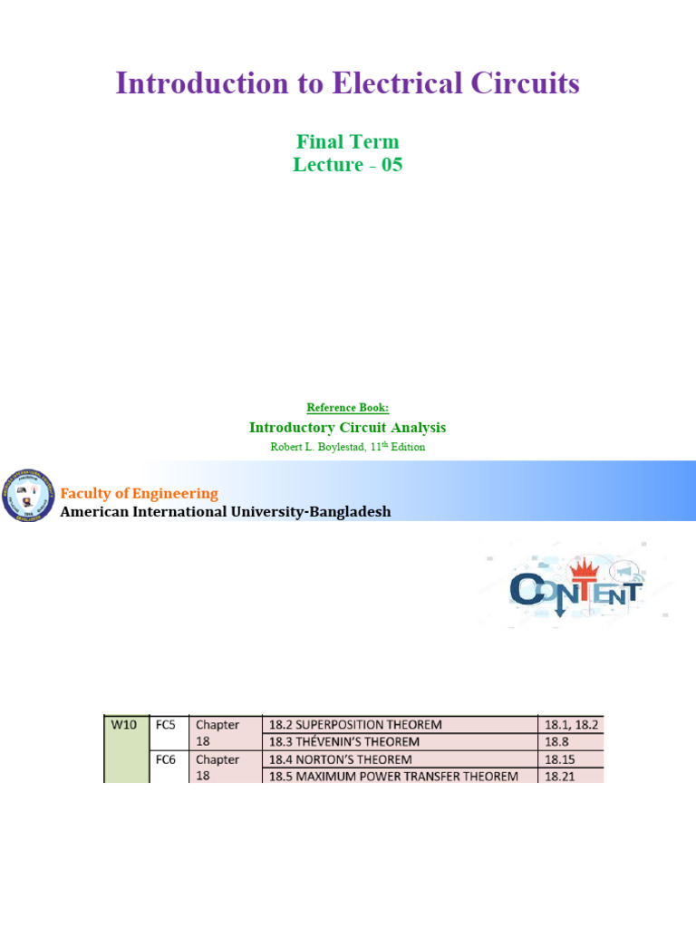 IEC - Final Lecture-5 Network Theorem | PDF | Electrical Circuits | Electronics