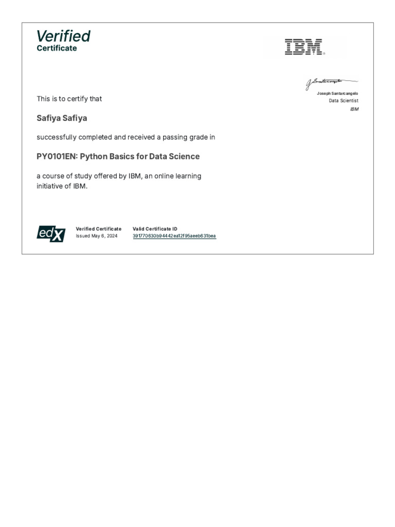 Python Basics for Data Science Certificate | PDF