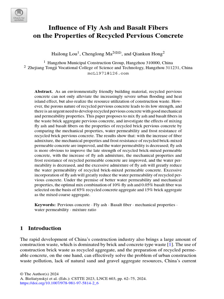 Influence of Fly Ash and Basalt Fibers On The Prop | PDF | Concrete ...