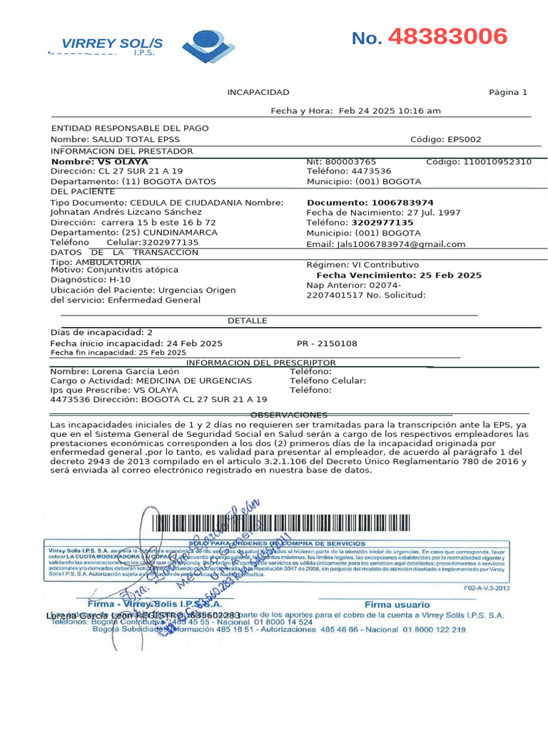 Incapacidad Leidy | PDF