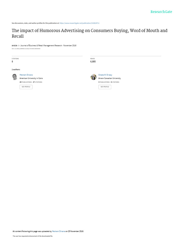 The Impact of Humor On Buying Behaviour, Word of Mouth and Recall | PDF ...