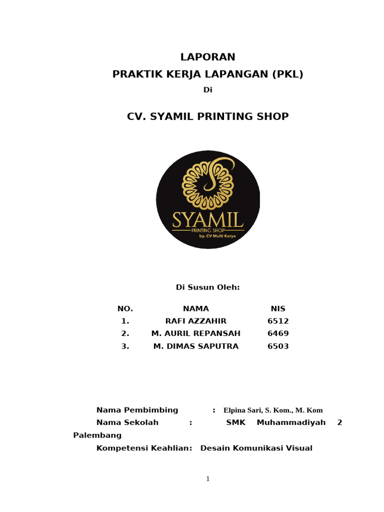 Laporan PKL di CV. Syamil Printing | PDF