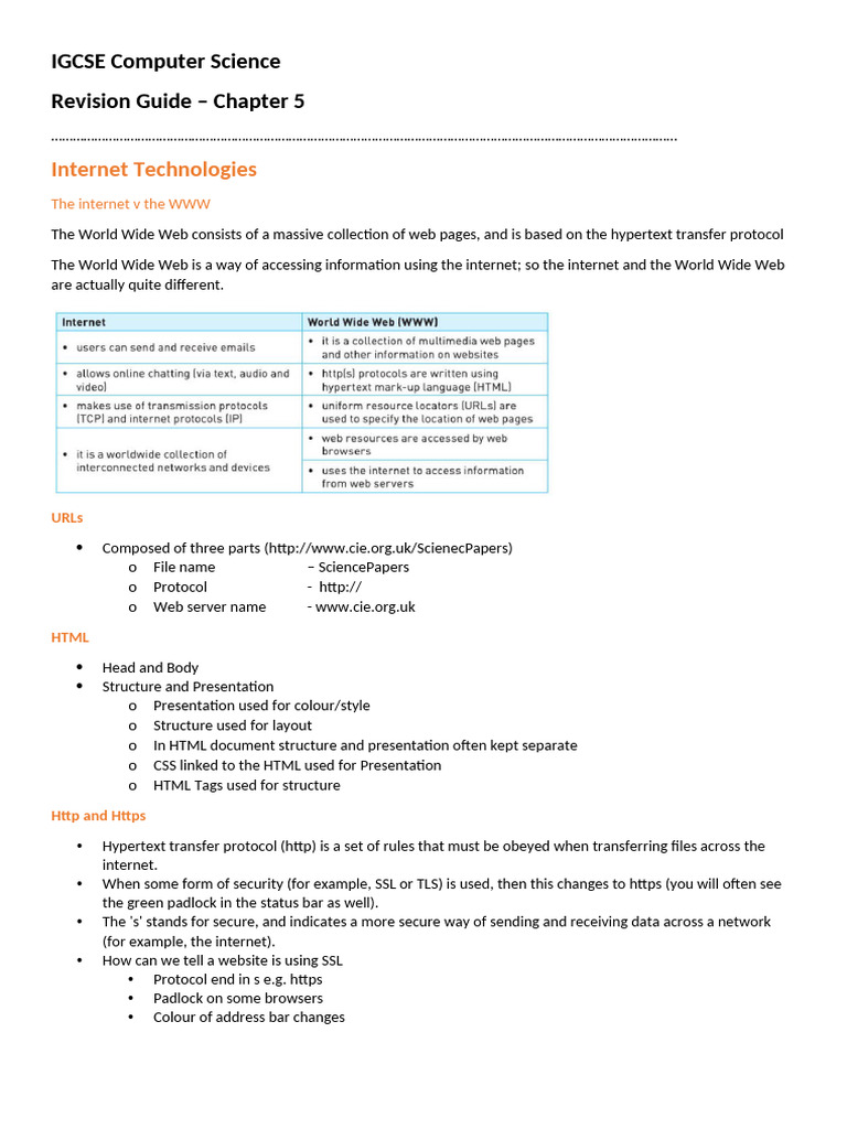 GCSE Revison Guide - Chapter 5 | PDF | World Wide Web | Internet & Web