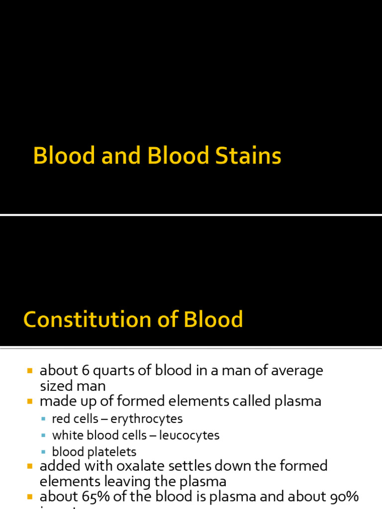 CHAPTER 2. Blood and Blood Stains 2 | PDF | Blood Type | Blood Plasma