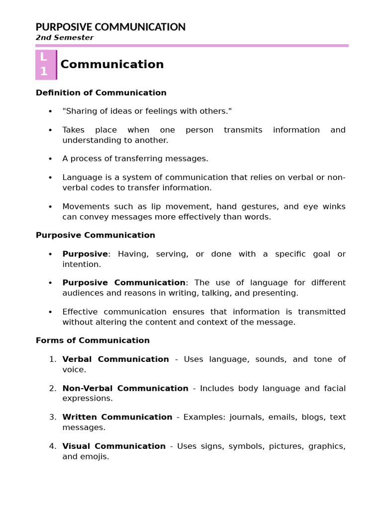 Purposive Communication | PDF | Communication | Nonverbal Communication