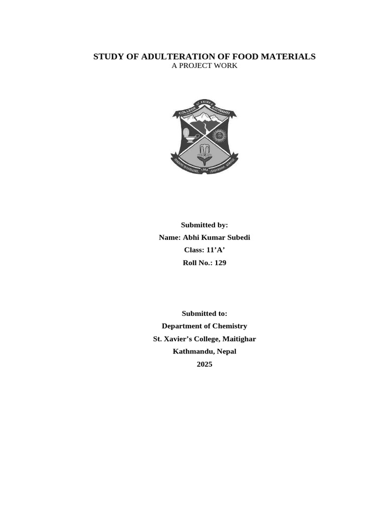 Food Adulteration Study and Analysis | PDF