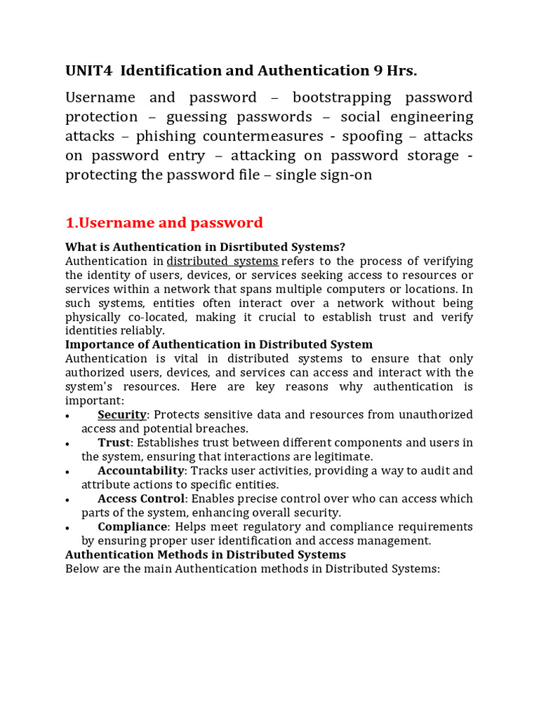 UNIT 4 Identification and Authentication | PDF | Password | Phishing