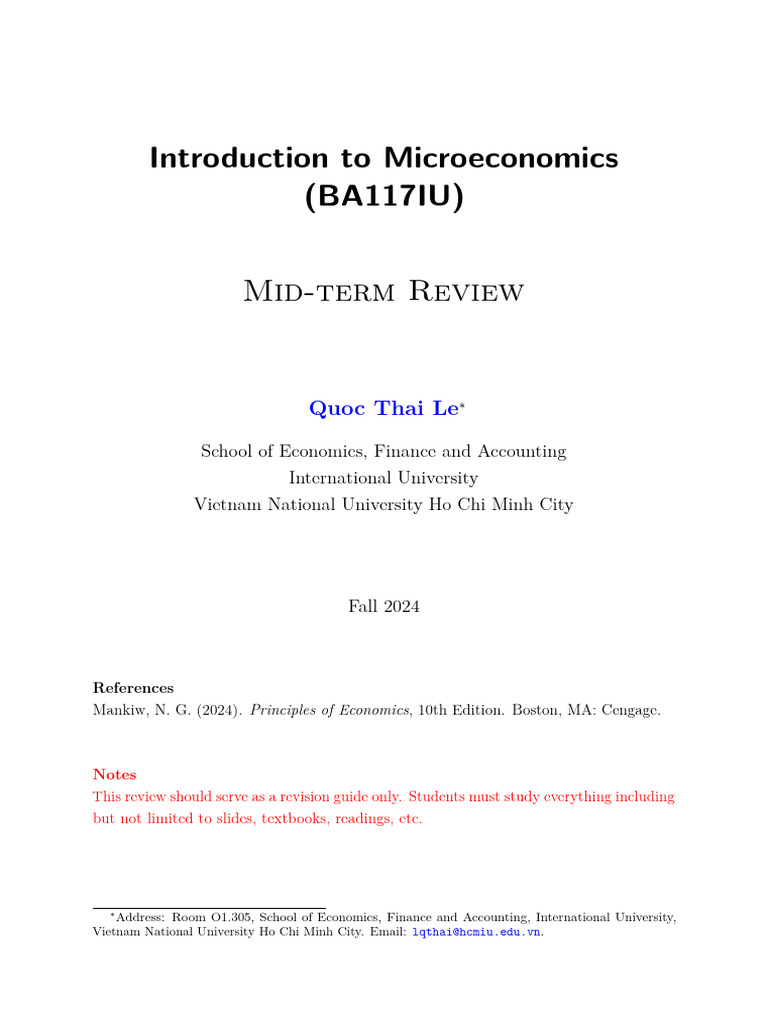 Review Midterm Micro Economics | PDF | Elasticity (Economics) | Taxes