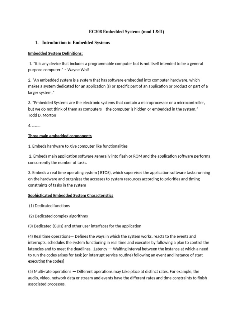 embedded system notes module1&II | PDF | Central Processing Unit | Usb