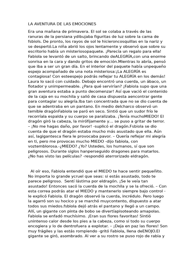 Aventura de emociones: miedo y alegría | PDF