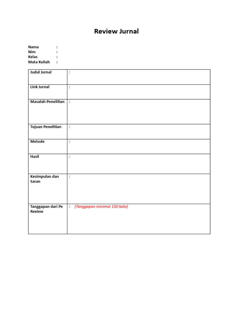 Template Review Jurnal | PDF