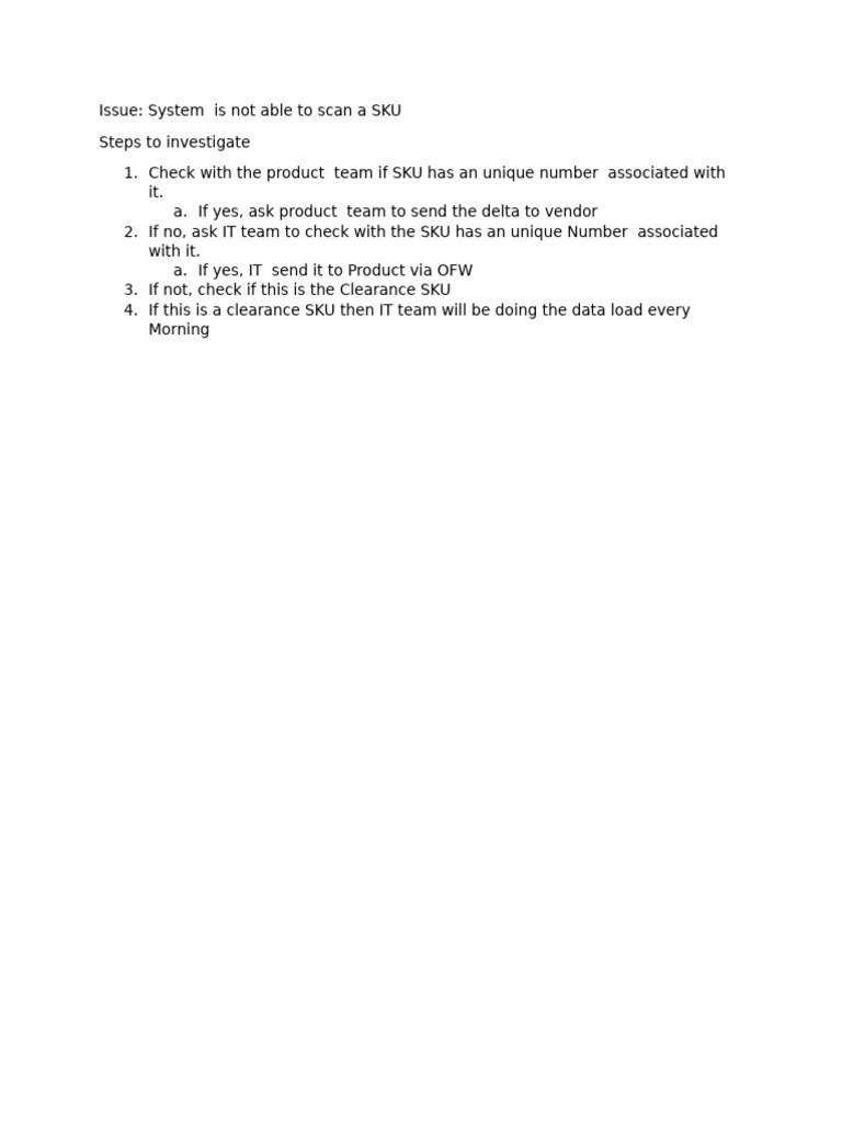 Troubleshooting SKU Scanning Issues | PDF