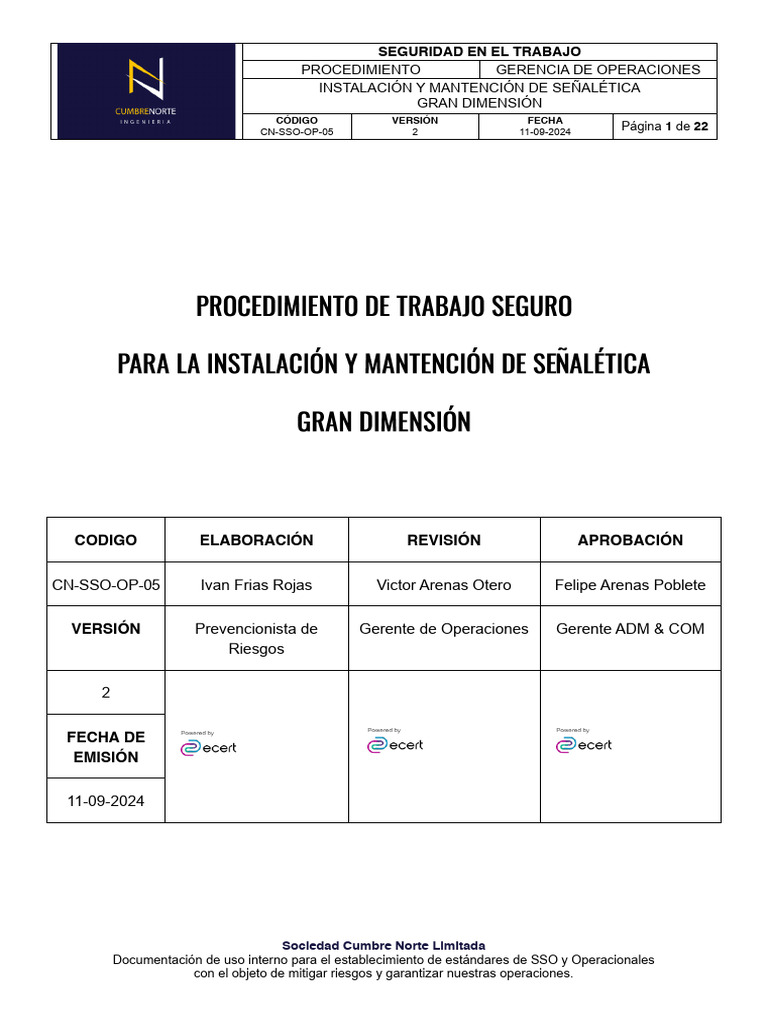 Procedimientos de Trabajo Seguro Estánd 20096 | PDF | Valores | Seguridad y salud ocupacional
