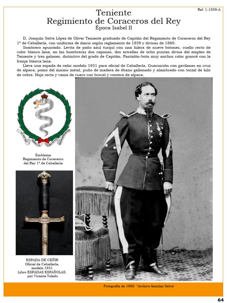 Teniente del Regimiento Coraceros 1860 | PDF
