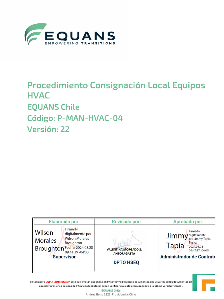 P-Man-Hvac-04 Consignacion Local Equans V | PDF