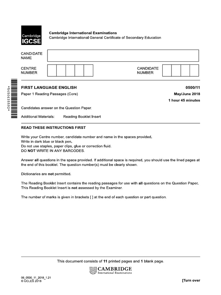 Checkpoint English (0500) - Writer's Effect Paper (1) - Question Paper ...