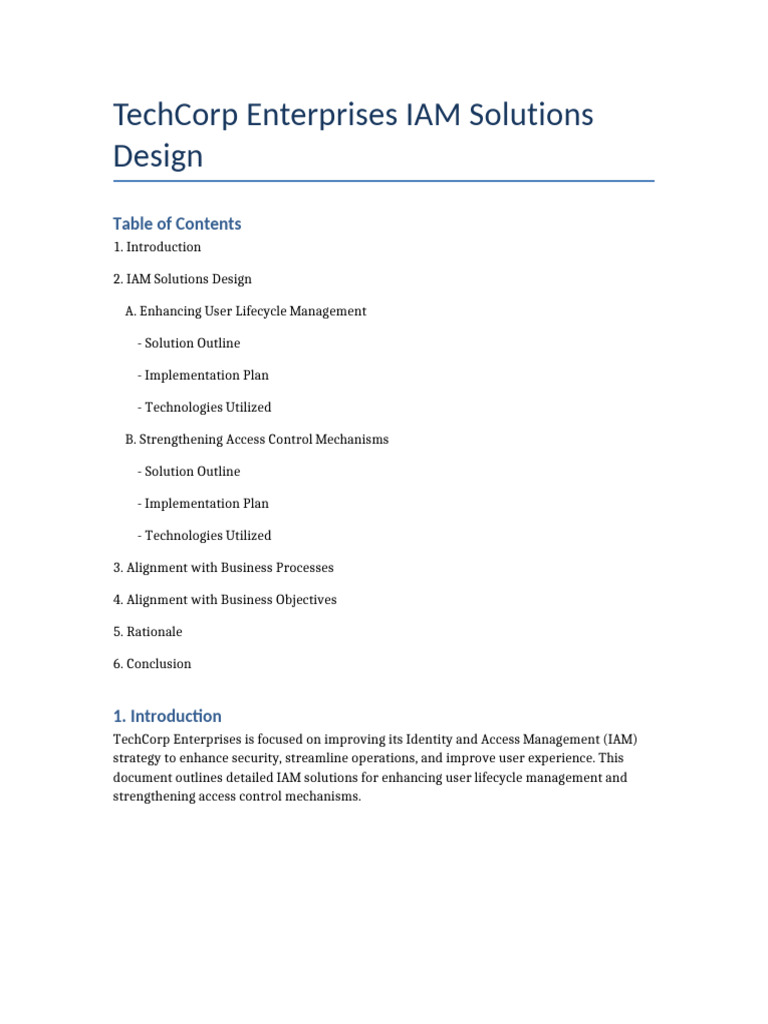 TechCorp IAM Solutions Design | PDF | Security | Computer Security