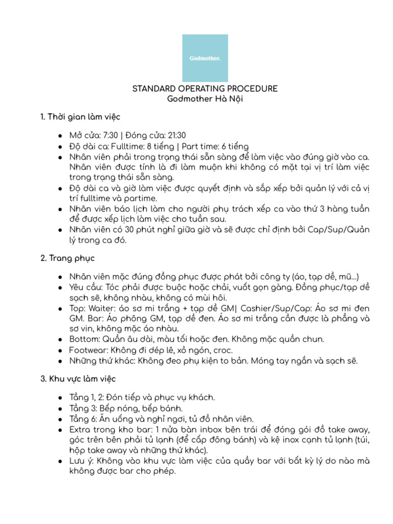 GMHN SOP FOH Việt | PDF