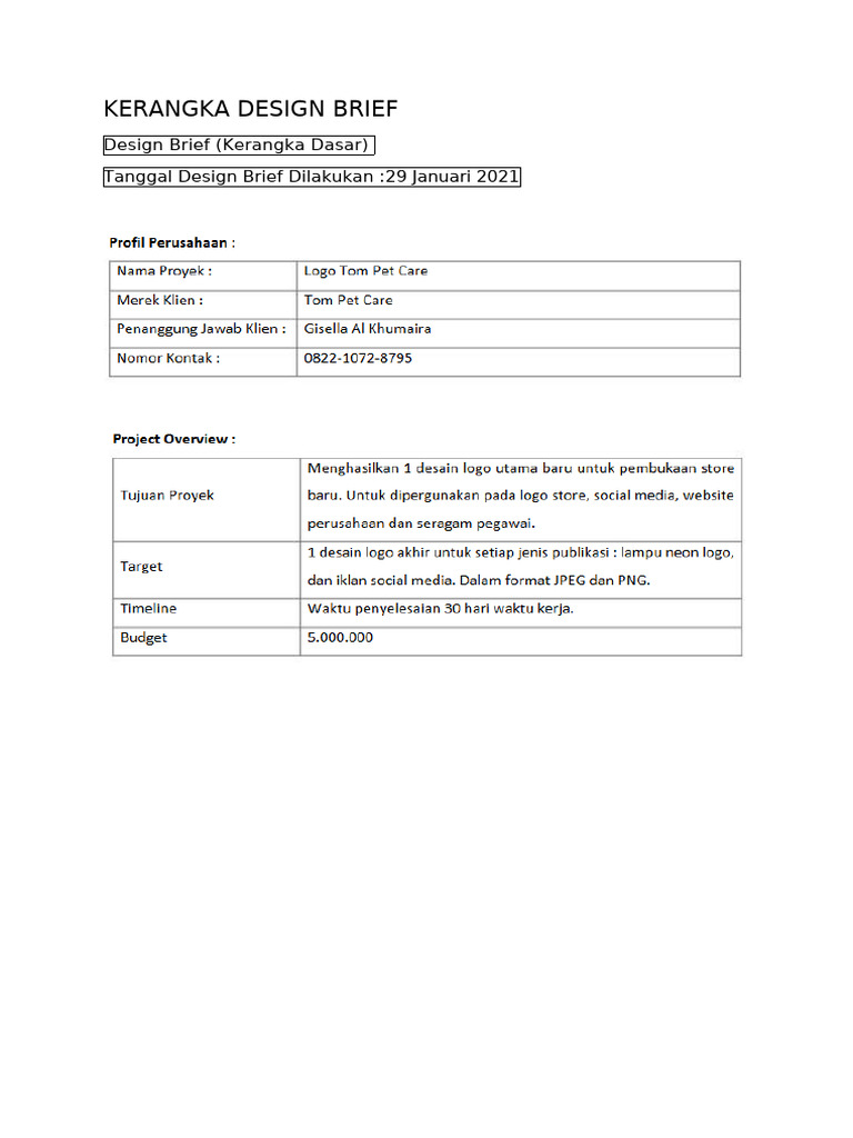 Kerangka Design Brief | PDF