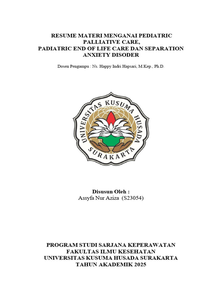 Assyfa Nur Aziza (s23054) - Resume Materi Menganai Pediatric Palliative ...