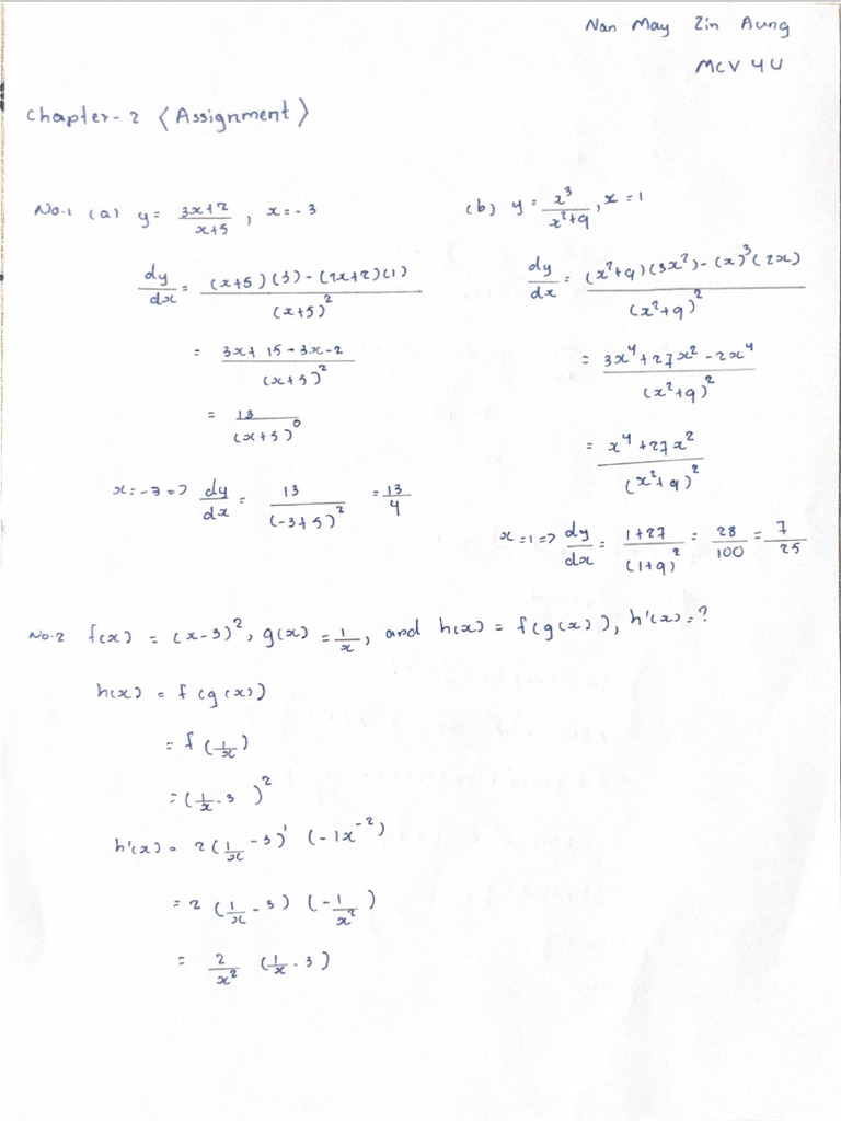 MCV4U Chapter - 2 Assignment | PDF