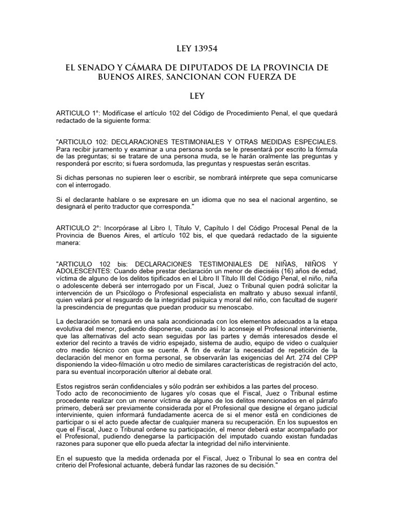 Ley 13954 | PDF | Fiscal | Ley procesal