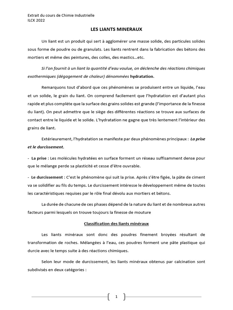 Liants minéraux et fabrication du ciment | PDF | Ciment | Chaux