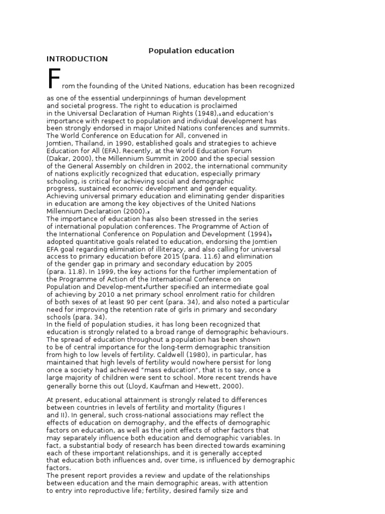Population Education | PDF | Literacy | Poverty