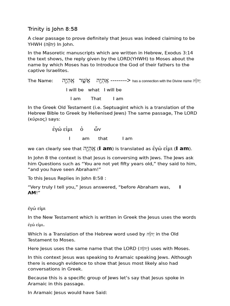 Trinity in John 8 58 | PDF