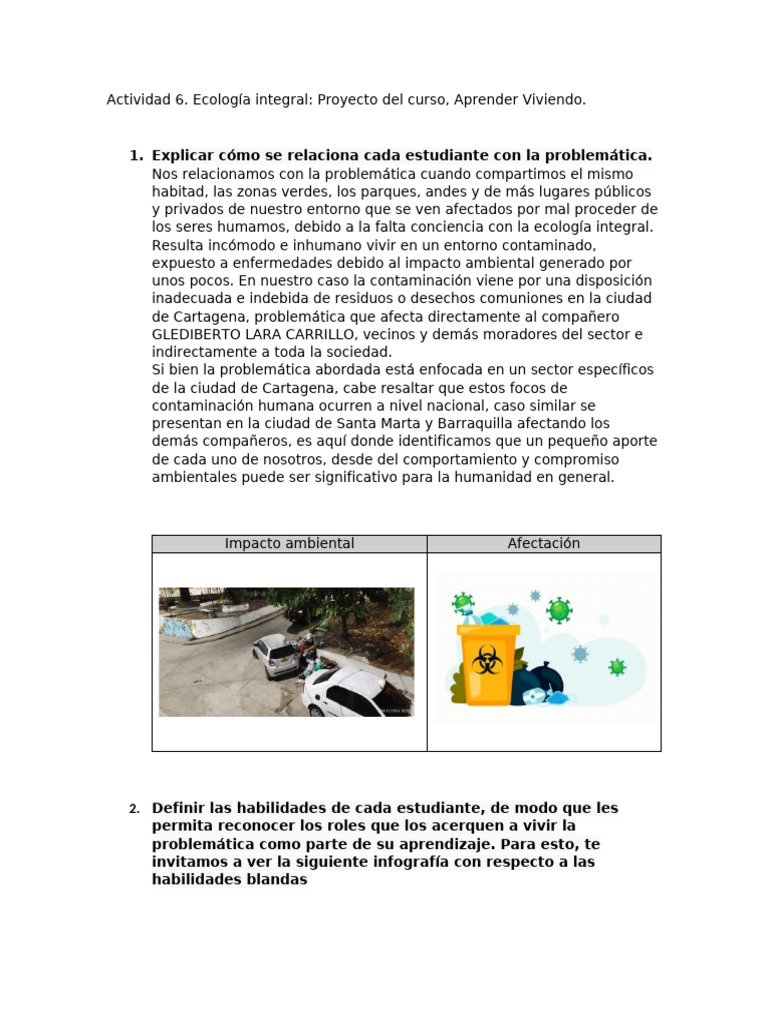 Proyecto de Ecología Integral en Cartagena | PDF | Entorno natural ...