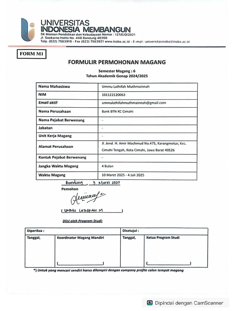 Form M1 - Bank BTN Cimahi | PDF