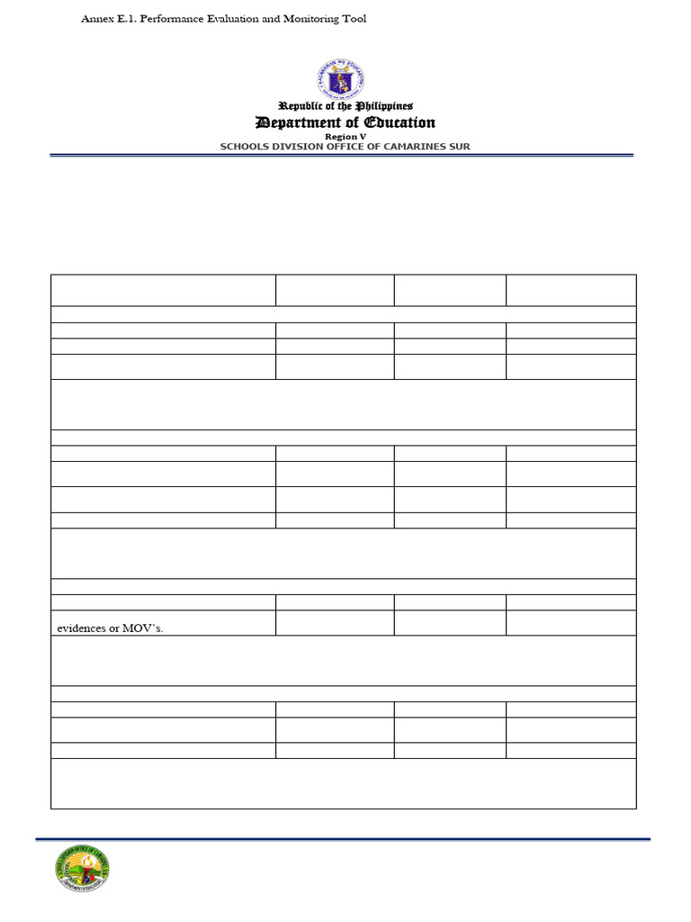 Annex E.1 Performance Monitoring and Coaching Tool | PDF | Performance ...