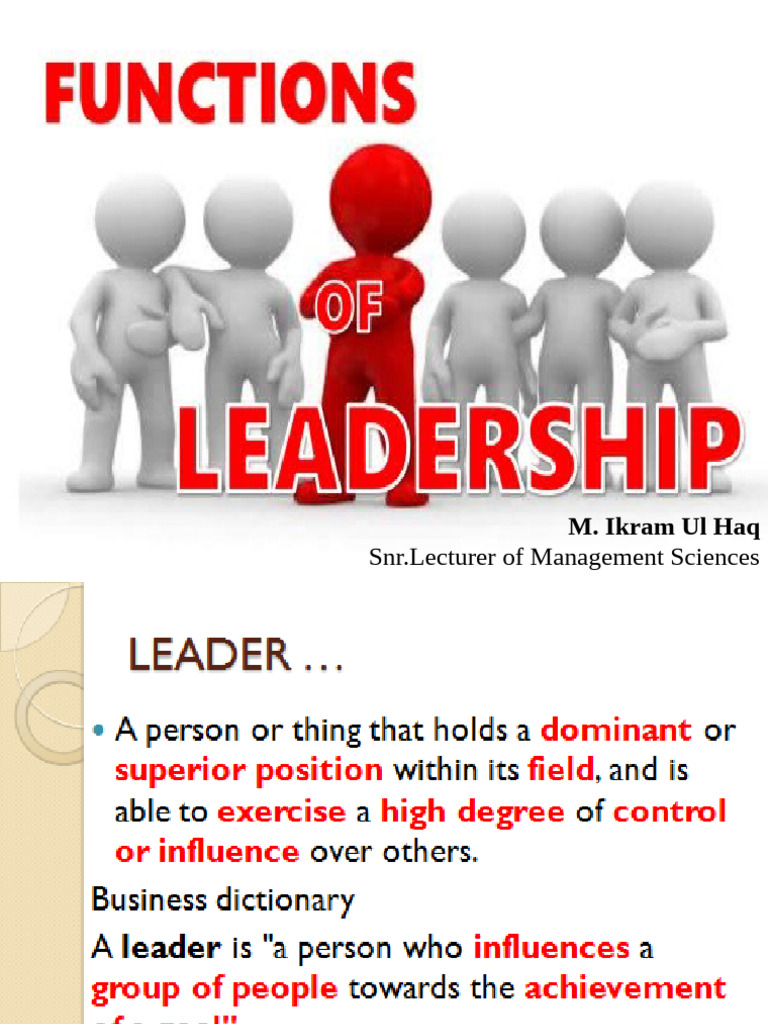 3. Functions of Leadership | PDF