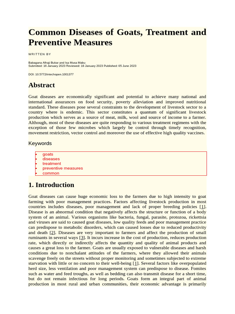 Common Goat Diseases and Treatments | PDF | Anthrax | Infection