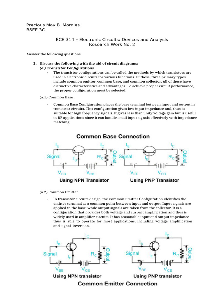 Morales, Precious May B. ECE 314 - FT RW#2 | PDF | Amplifier | Transistor