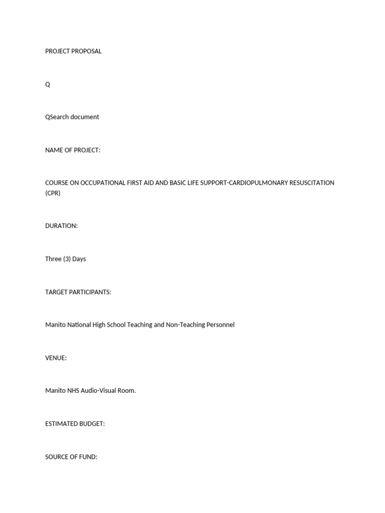 DRRM Project Proposal-Wps Office | PDF | First Aid | Clinical Medicine