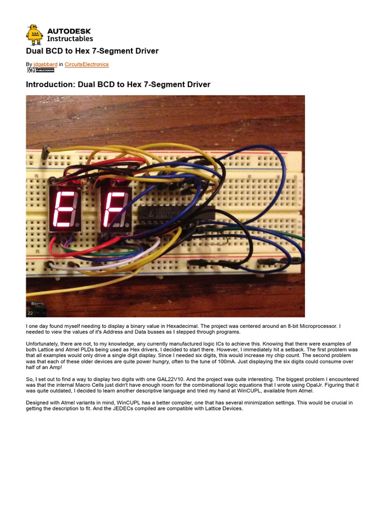 Dual BCD To Hex 7-Segment Driver - 6 Steps - Instructables | PDF | Computer Engineering | Computing