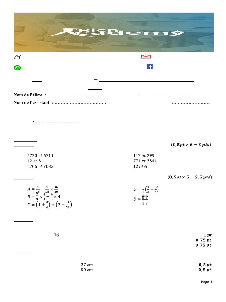 Exercices Corrigés PGCD et PPCM 3ème | PDF | Géométrie euclidienne ...