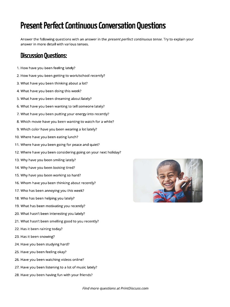 Present Perfect Continuous Questions | PDF