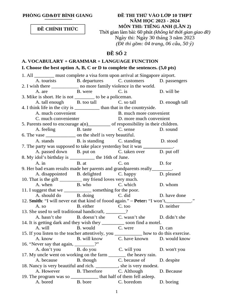 Tieng Anh De2 Thi Thu THPT Lan 2 2022 2023 | PDF | Smog