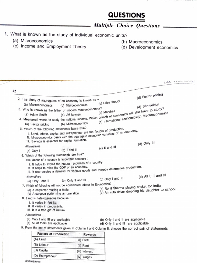 Economics MCQs for Students | PDF | Economies | Economics