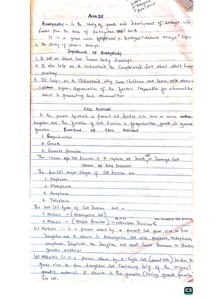 ANA 211 Embryology Complete by Mubxeel-3 | PDF