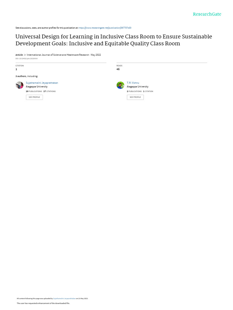 UDL in Inclusive Classrooms for Equity | PDF | Inclusion (Education ...