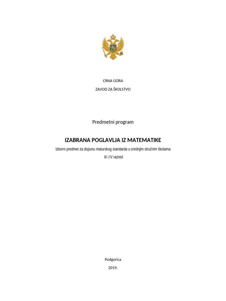 Izabrana Poglavlja Iz Matematike III I IV Sss Dopuna L | PDF